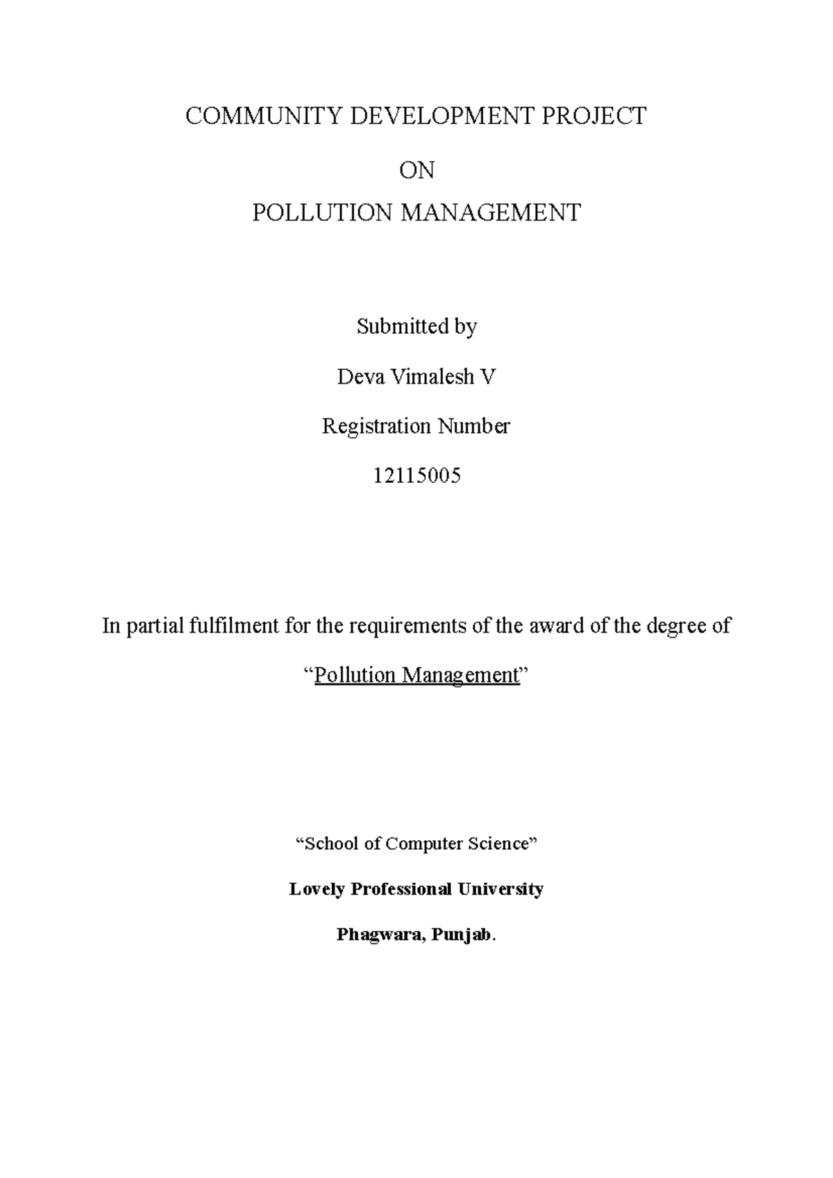 Community Development Project - COMMUNITY DEVELOPMENT PROJECT ON ...