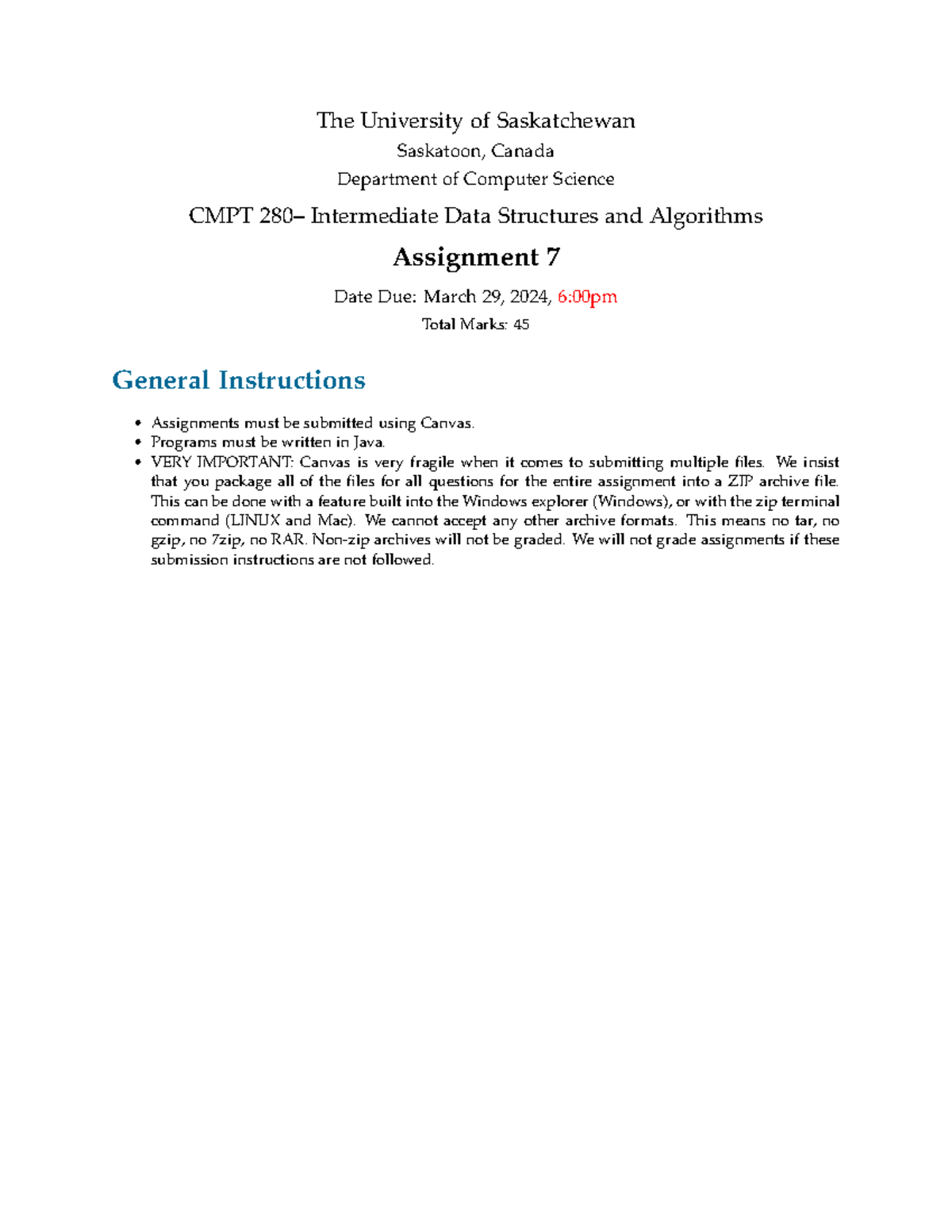 Asn7 - answer - The University of Saskatchewan Saskatoon, Canada ...