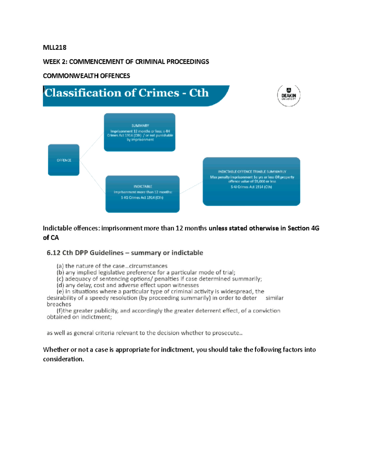 MLL218 week 2 - Lecture notes 2 - MLL WEEK 2: COMMENCEMENT OF CRIMINAL ... MLL218 week 2 - Lecture notes 2 - MLL WEEK 2: COMMENCEMENT OF CRIMINAL ...