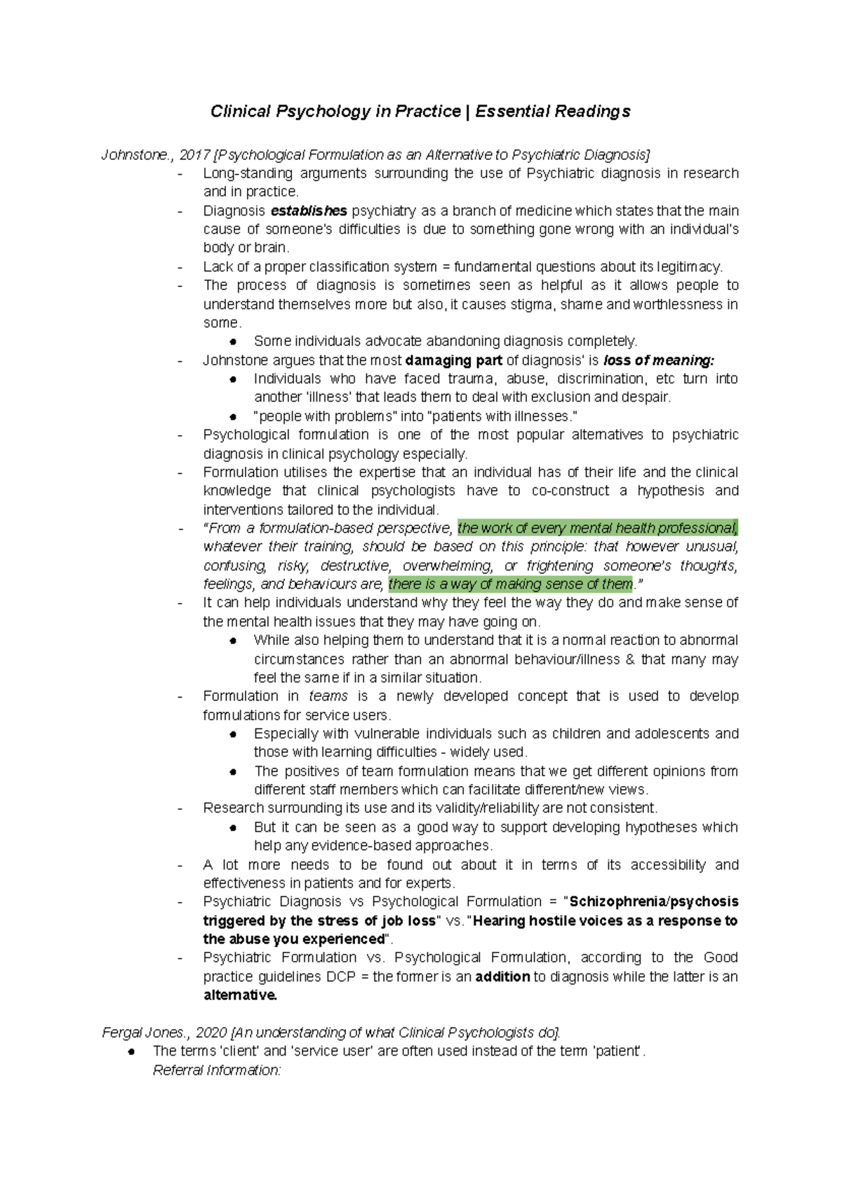 Clinical Psychology in Practice Essential Readings - Clinical ...
