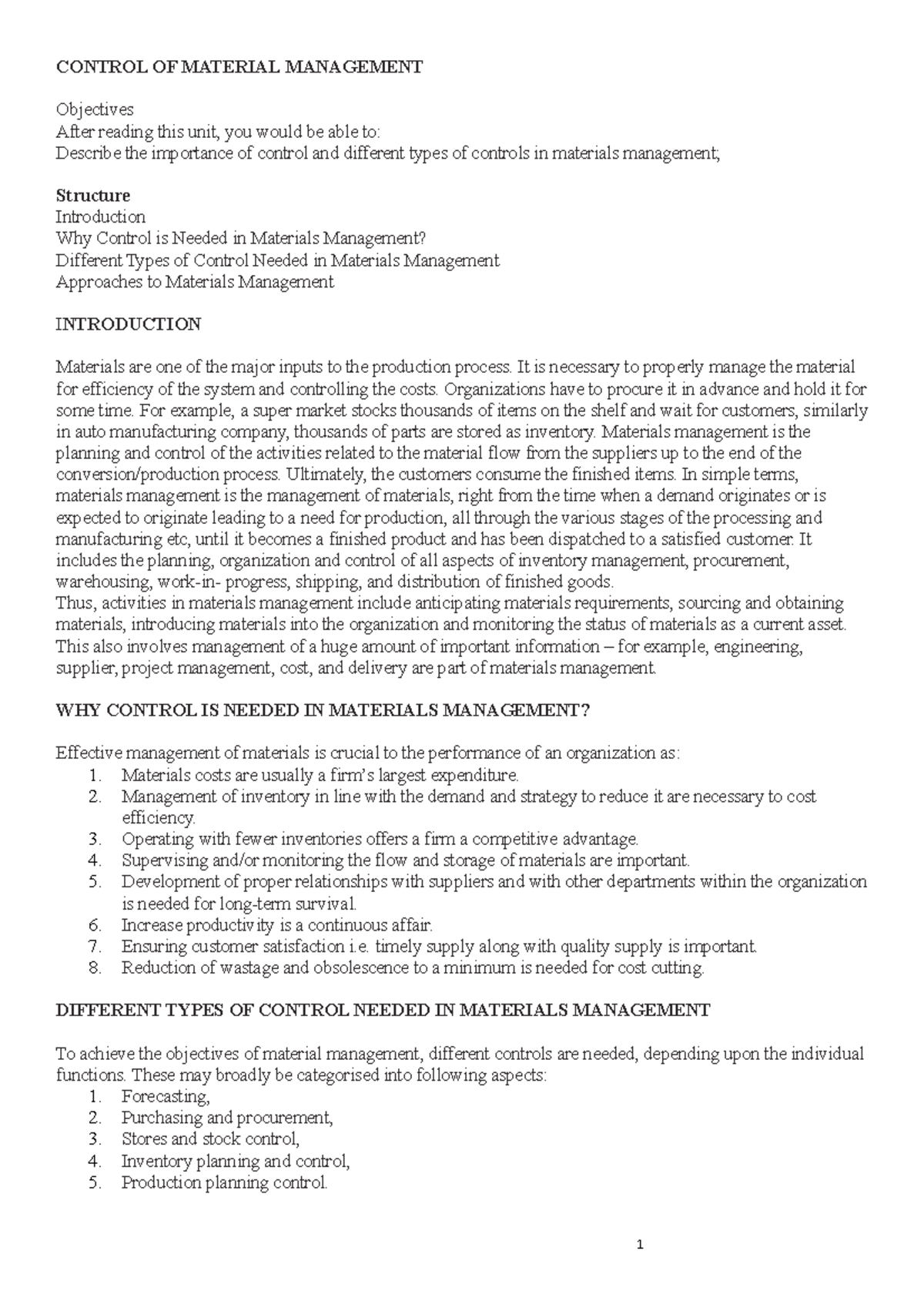 Control OF Material Management ABC - CONTROL OF MATERIAL MANAGEMENT ...