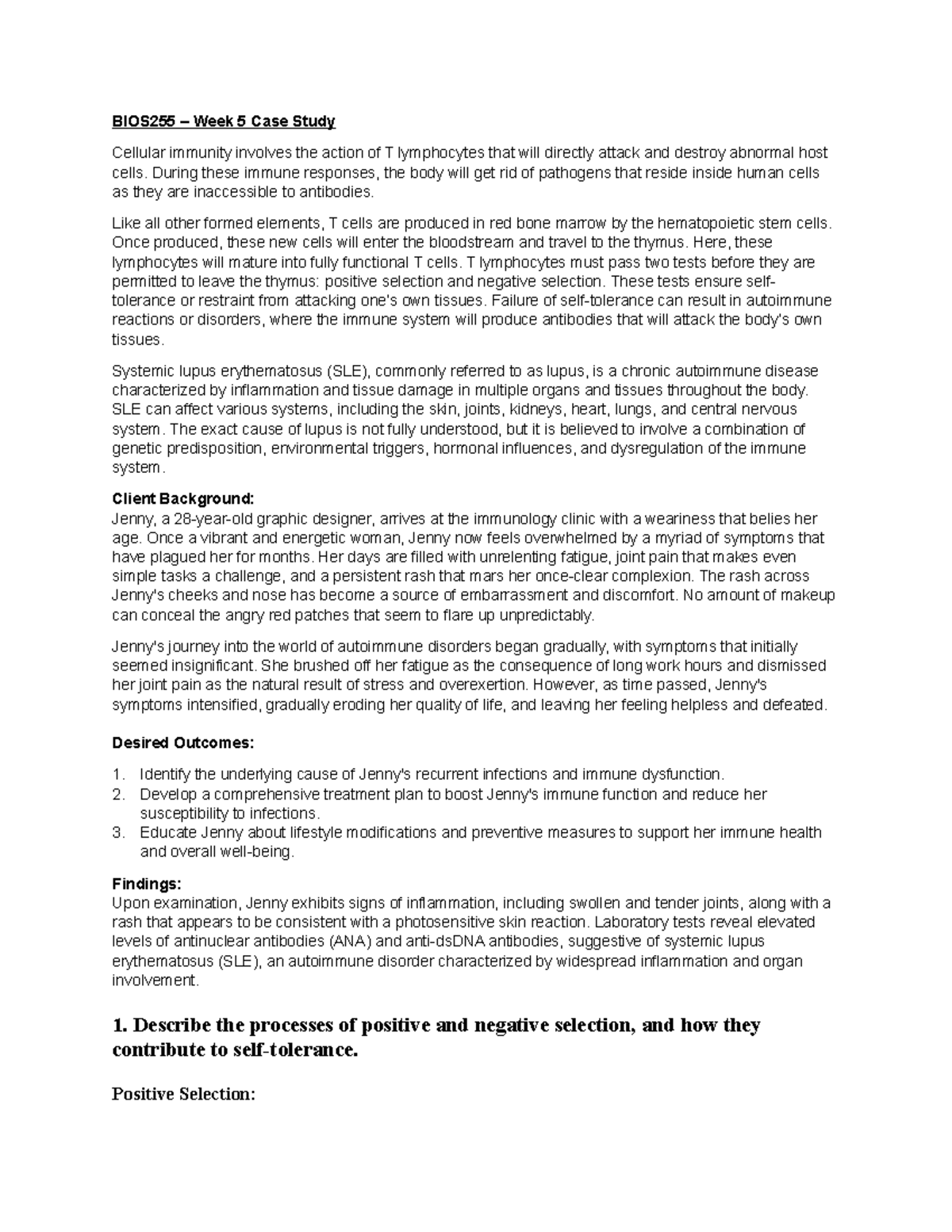 BIOS255 WK5 Case Study - BIOS255 – Week 5 Case Study Cellular immunity ...