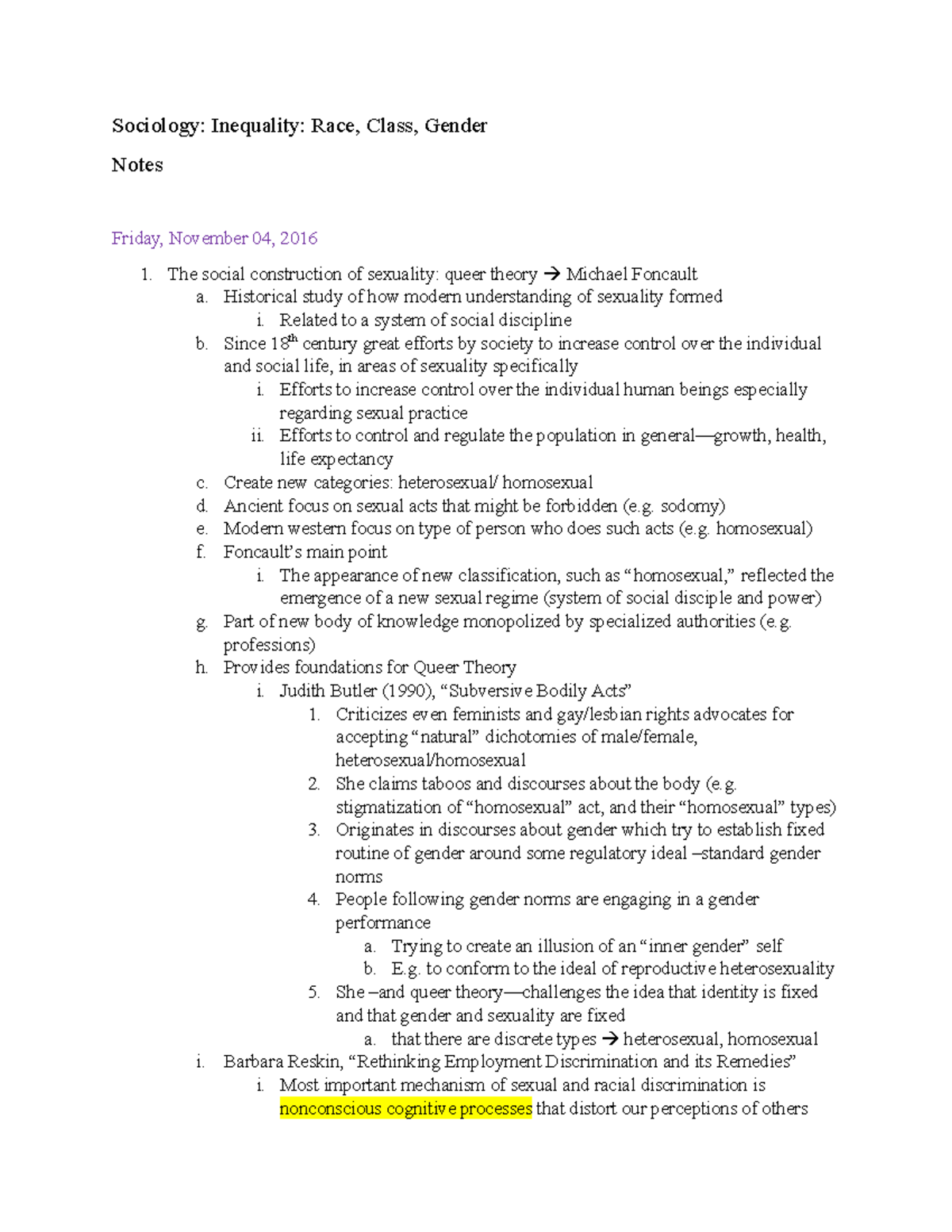 Sociology: Inequality: Race, Class, Gender notes - Sociology ...