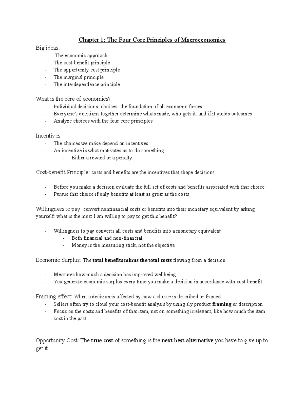 Micro Chapter 1 - Chapter 1: The Four Core Principles of Macroeconomics ...