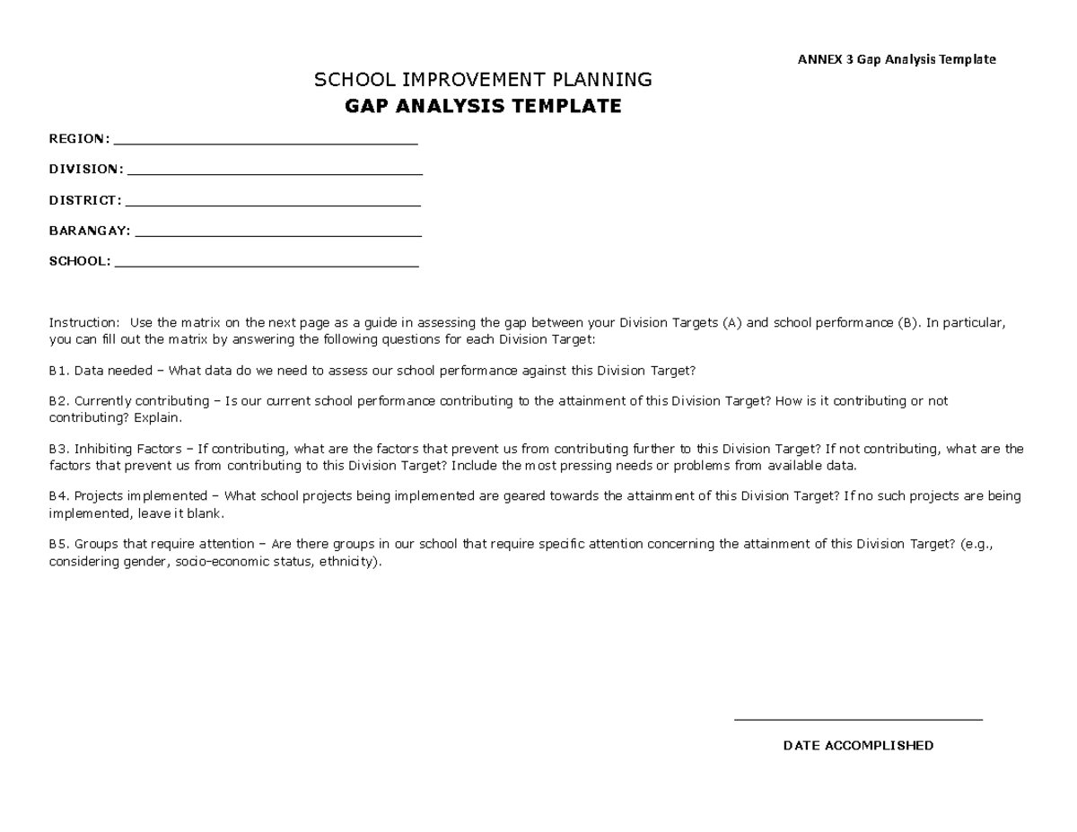 Sip annex 3 gap analysis template - ANNEX 3 Gap Analysis Template ...