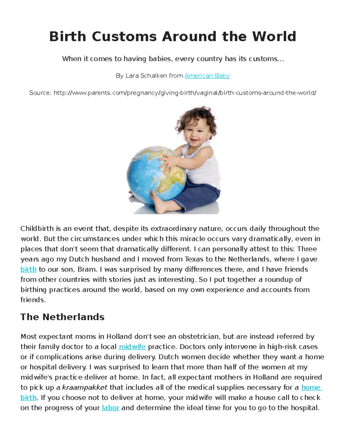 Article 2 - Birth Customs Around the World - Birth Customs Around the ...