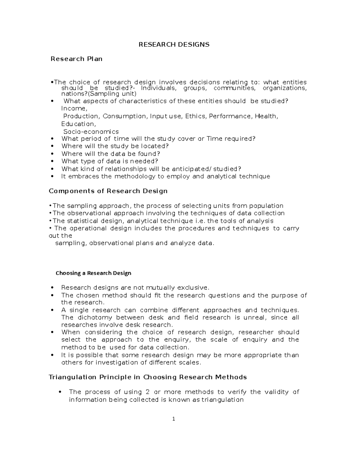 Lecture SIX Research Designs - Copy - RESEARCH DESIGNS Research Plan ...