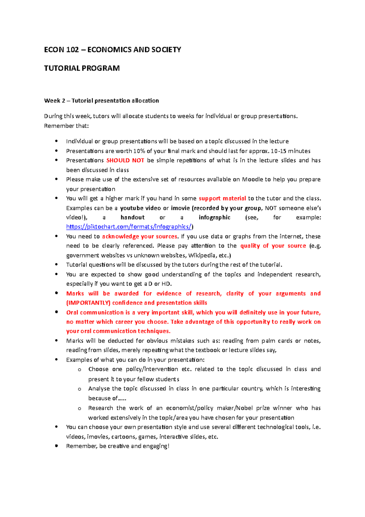 Tutorial program w2-w8 (1) - ECON 102 – ECONOMICS AND SOCIETY TUTORIAL ...