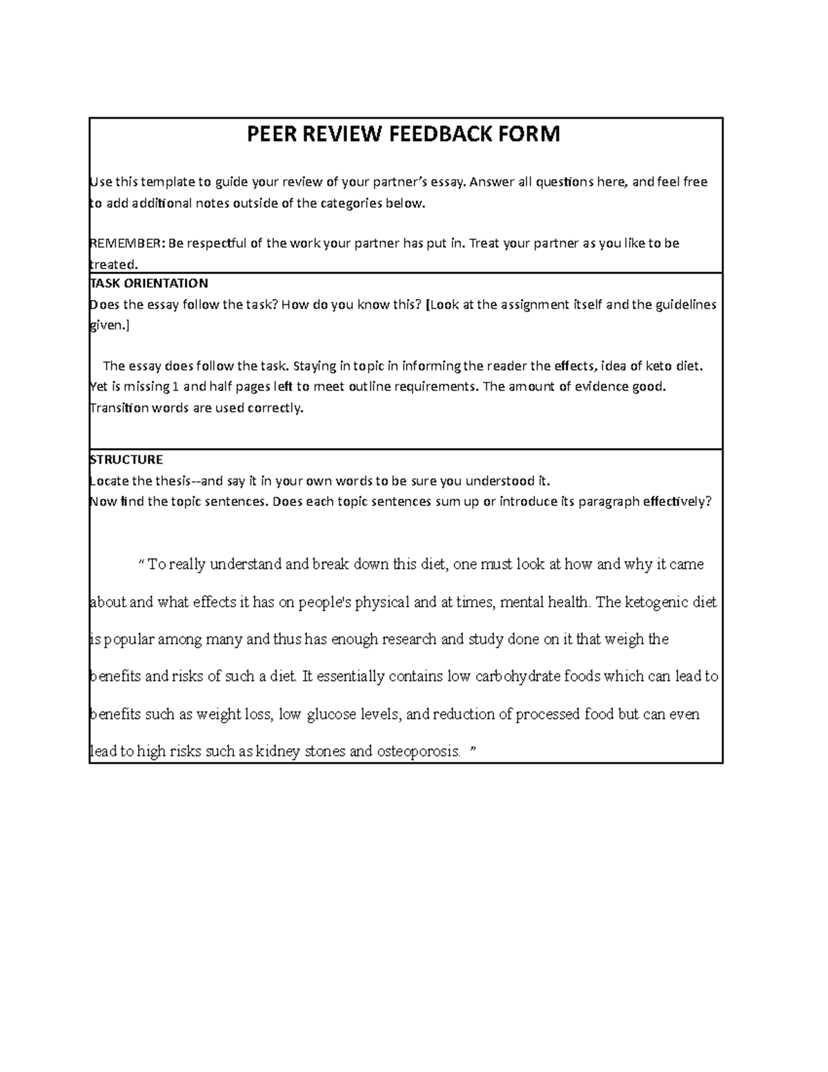 PEER Review Feedback FORM-2 - PEER REVIEW FEEDBACK FORM Use this ...