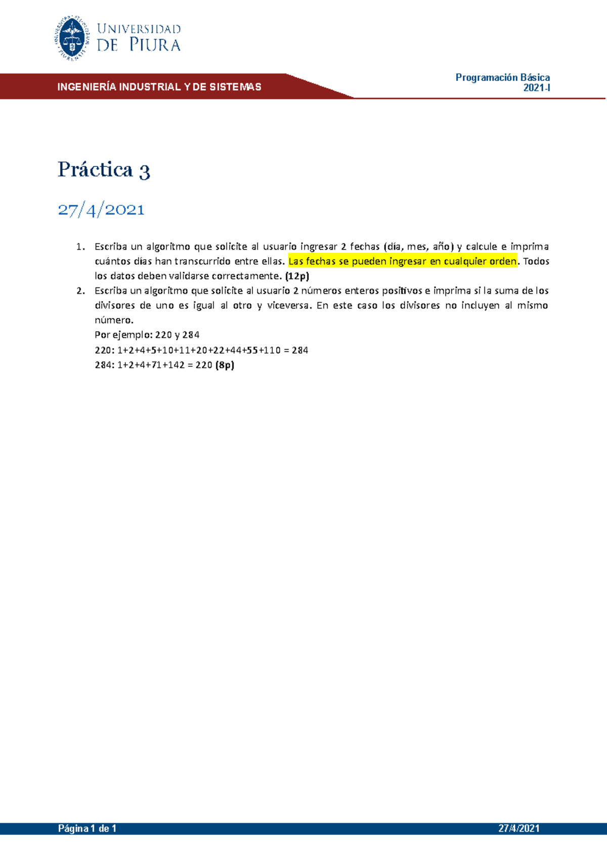 Práctica 3 2021-I - Practica calificada N°3 del curso de Programación ...