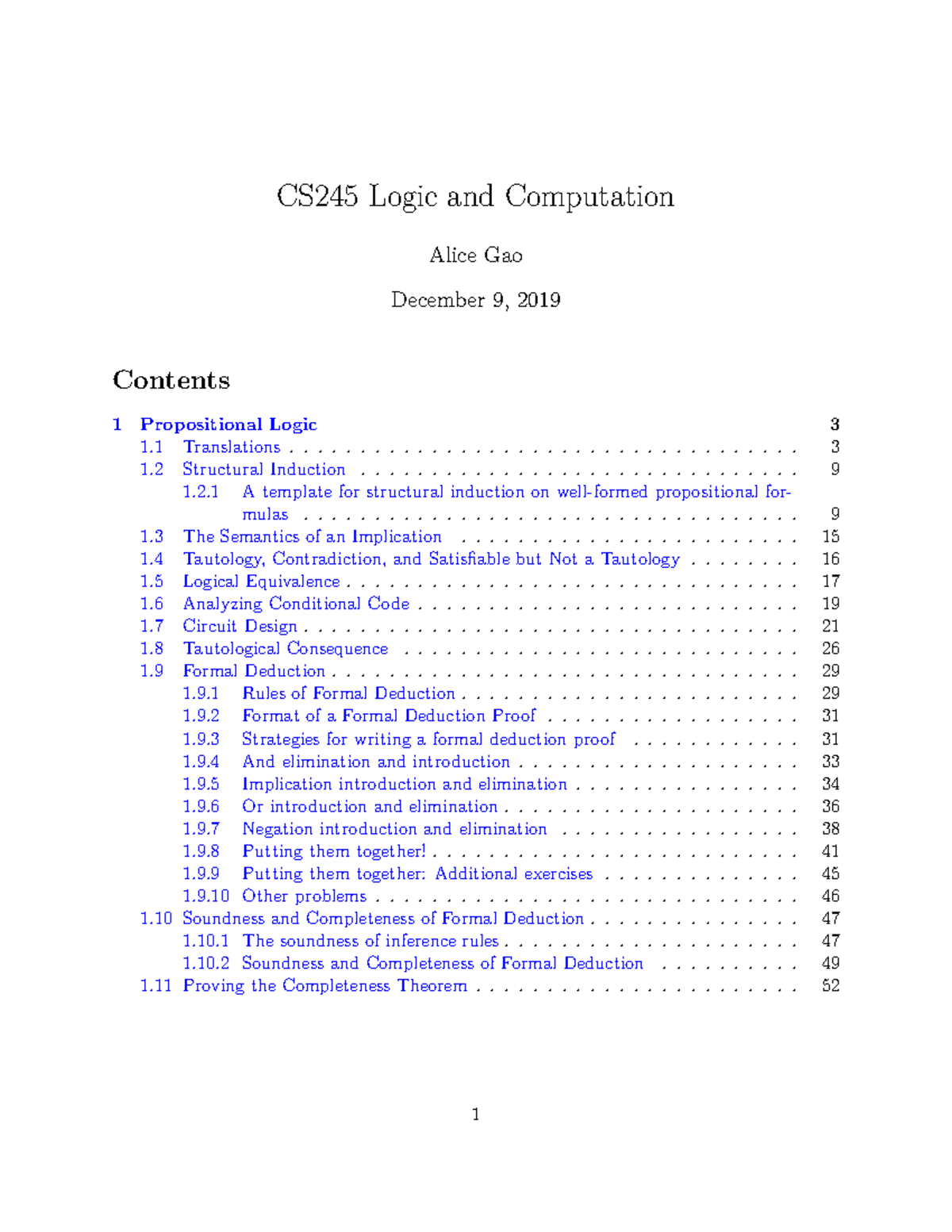 Logic And Computation Exercisessolution Cs245 Logic And Computation December 9 Alice Gao