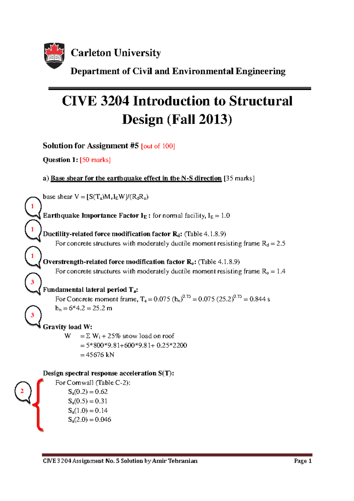 Introduction to Structural Design - Assignments - Solution 5 2013 ...