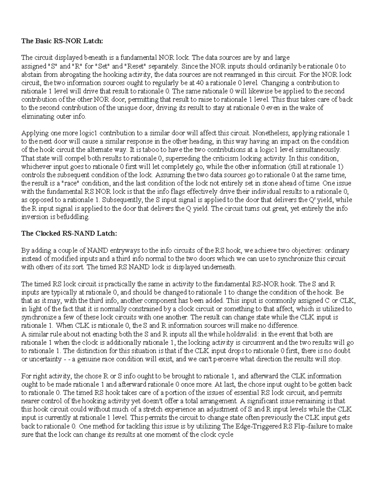 The Edge-Triggered RS Flip-flop , The Clocked RS-NAND Latch , The Basic ...