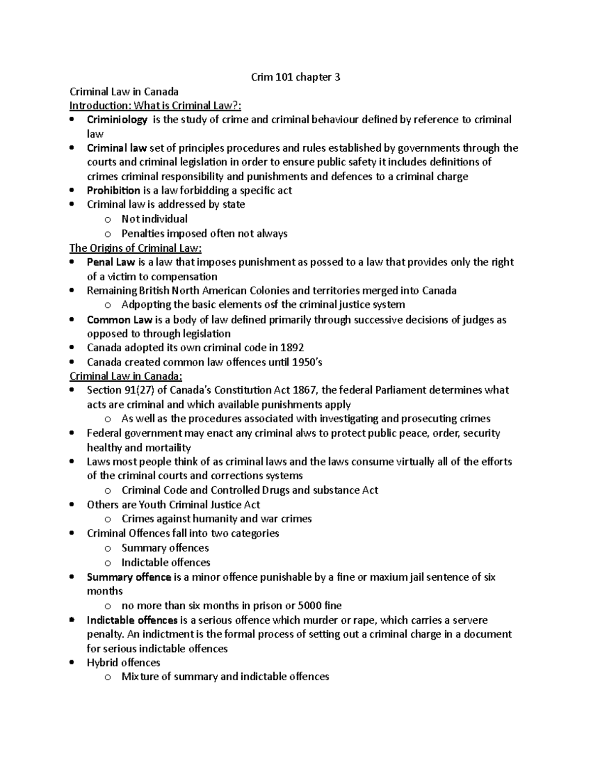 Crim 101 chapter 3 - Lecture notes 3 - Crim 101 chapter 3 Criminal Law ...