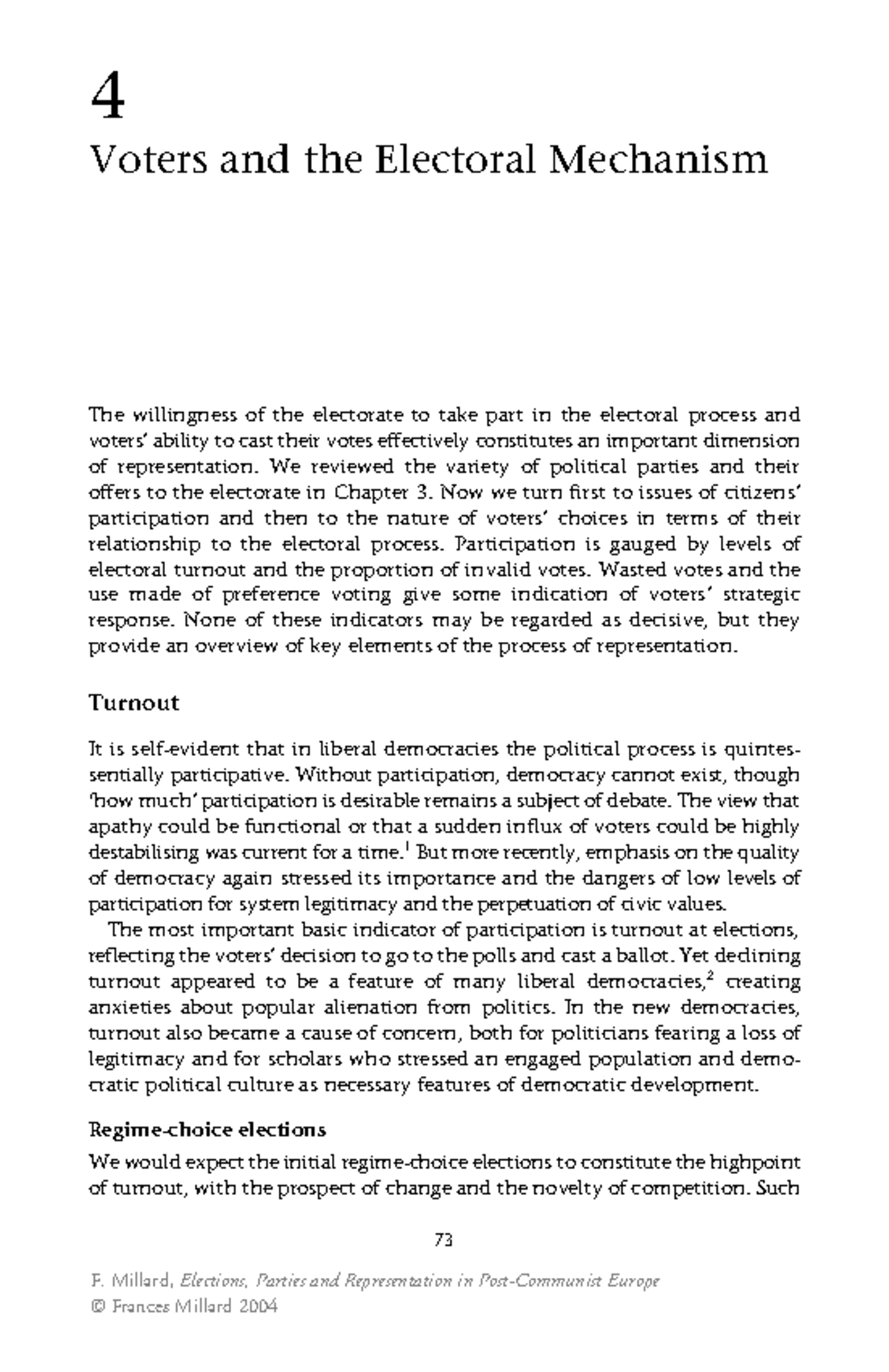 Voters and the electoral mechanism - 73 4 Voters and the Electoral ...