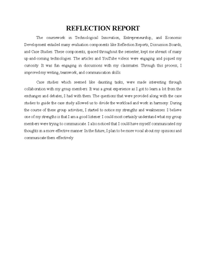 Reflection Report-2 - Building the innovative organization - REFLECTION ...