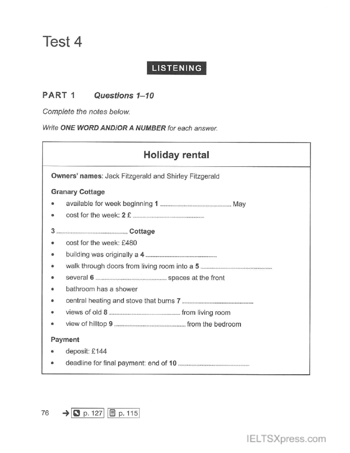 CAM 16 TEST 4 - Sách Cambridge 16 test 4 - Test 4 LISTENING PART 1 ...