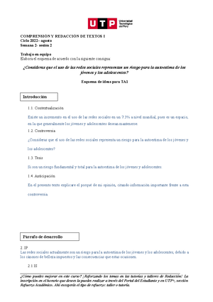 S03 - S04 - Tarea Académica 1 (TA1) formato-1 - COMPRENSIÓN Y REDACCIÓN DE TEXTOS II (N04I ...
