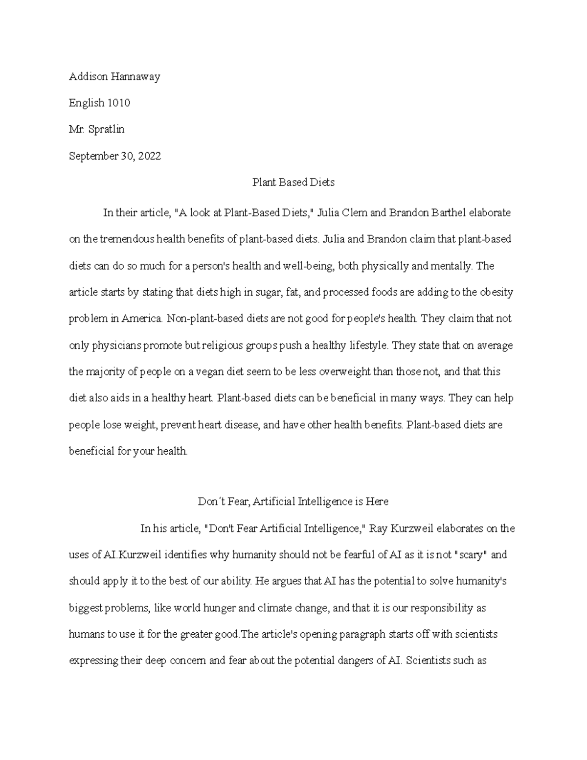 Untitled document - hi hello - Addison Hannaway English 1010 Mr ...