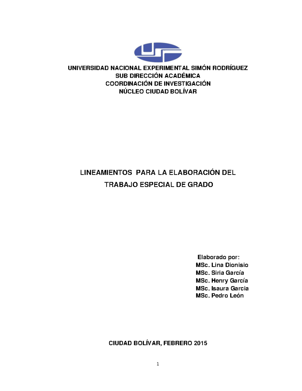 Unesr lineamientos trabajo especial de grado - UNIVERSIDAD NACIONAL ...