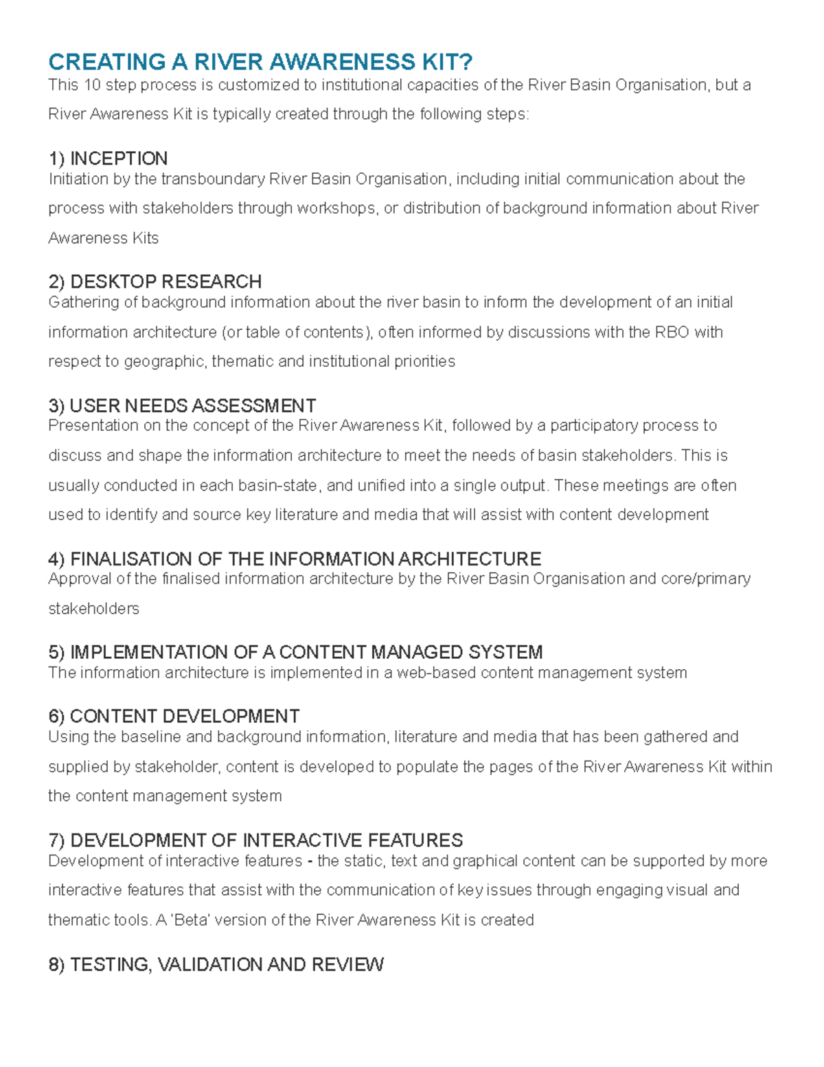 Creating a river awareness kit - CREATING A RIVER AWARENESS KIT? This ...