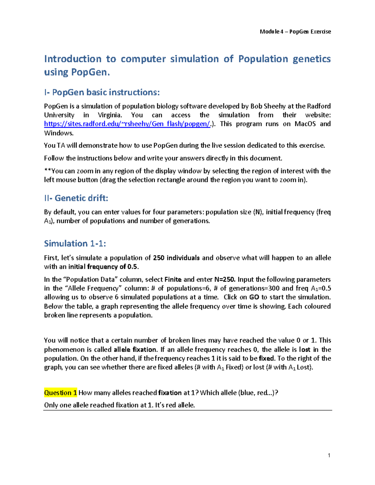 Z09 Pop Gen exercise 2023 - Introduction to computer simulation of ...