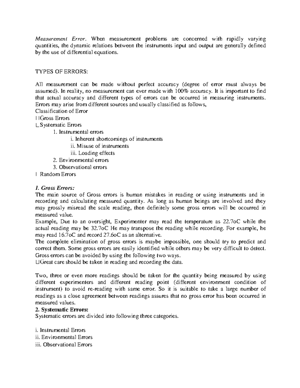 Errors Btech Notes Measurement Error When Measurement Problems Are Concerned With Rapidly