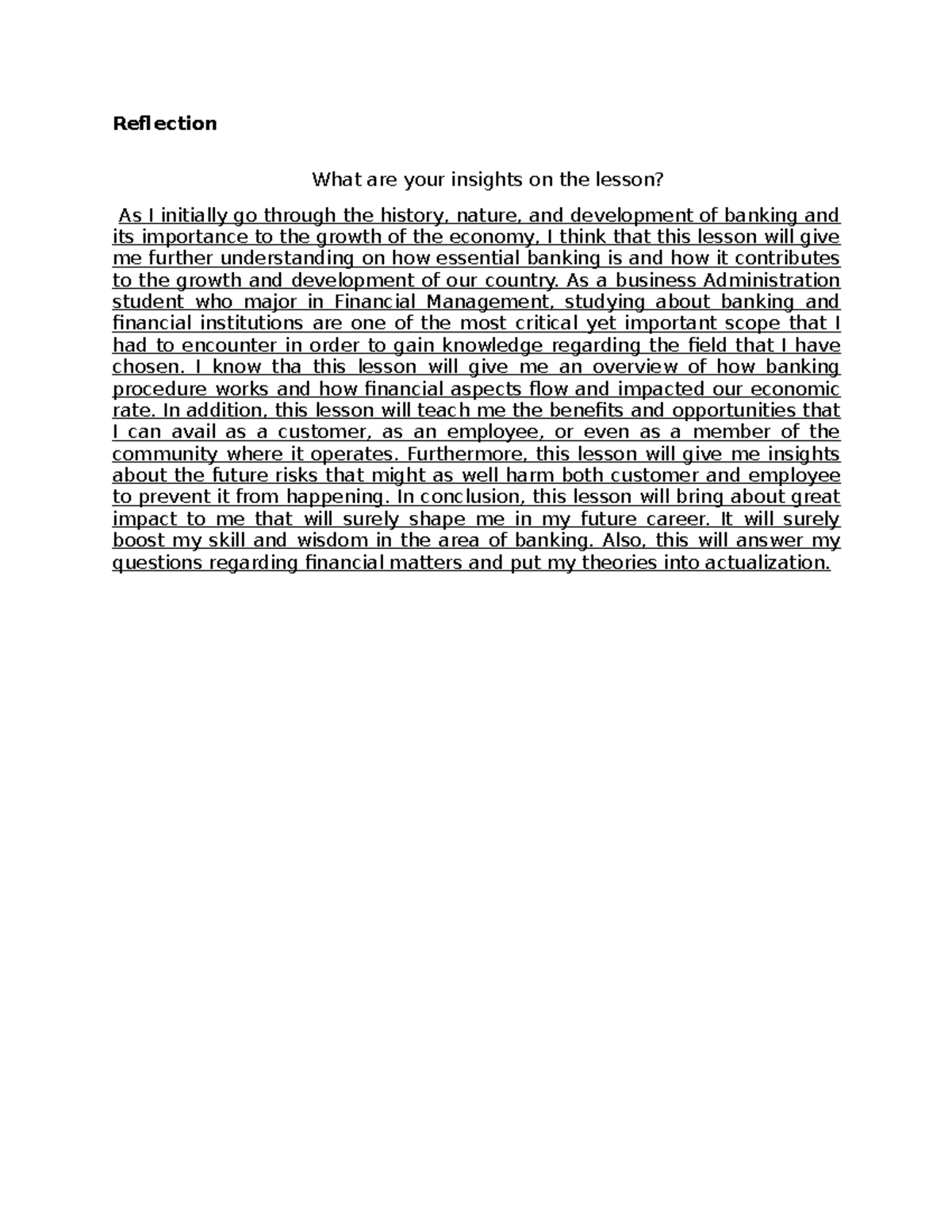 FMPR 3-Module 1-Reflection - Reflection What are your insights on the ...