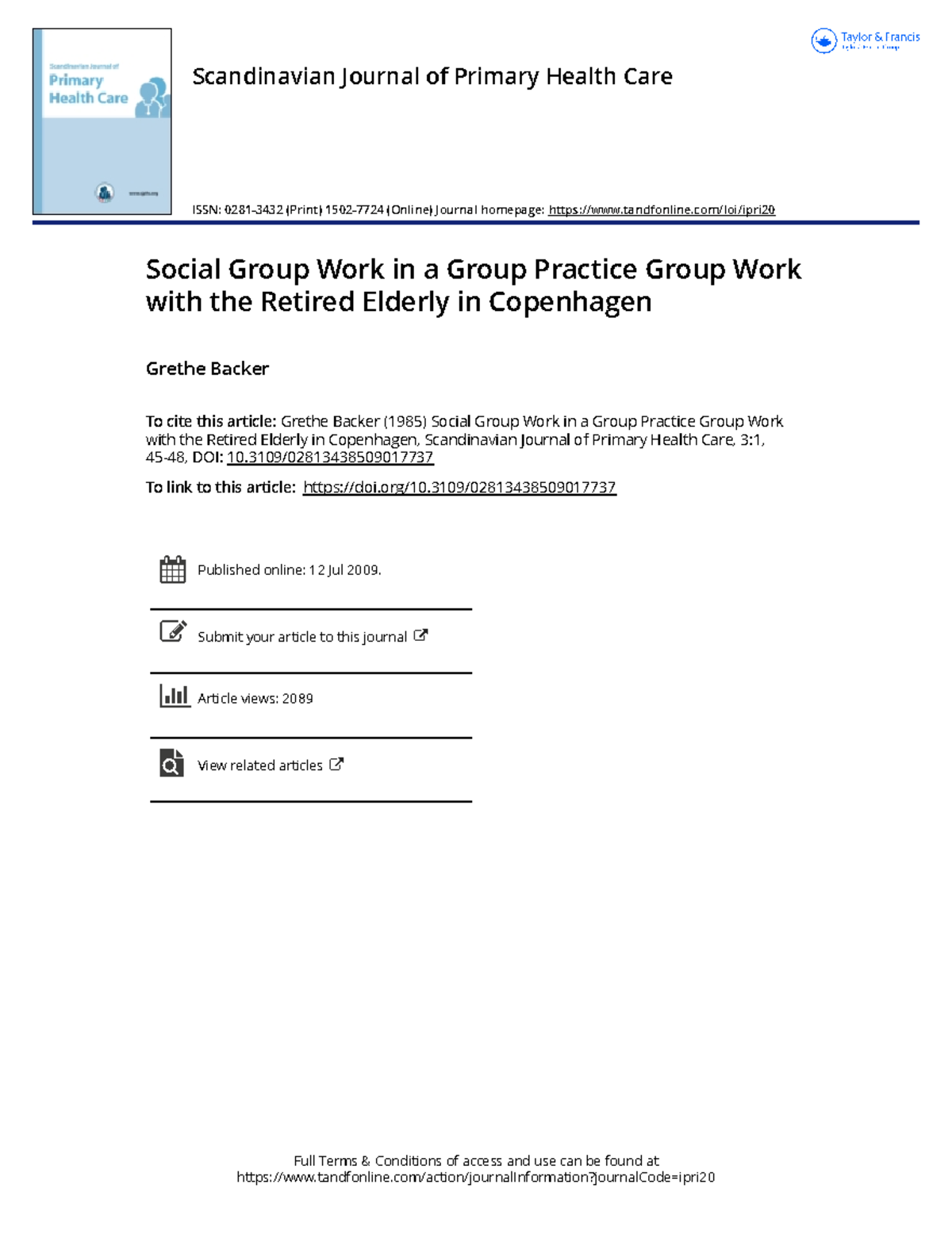 Social Group Work in a Group Practice Group Work with the Retired ...