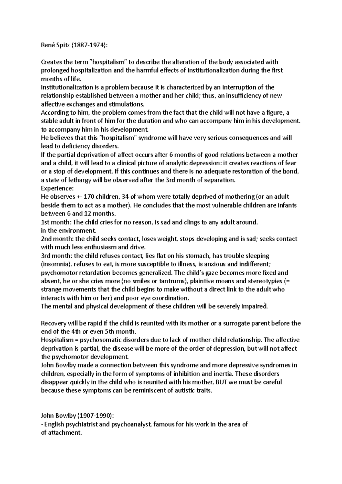 René Spitz - Psychology - René Spitz (1887-1974): Creates the term ...
