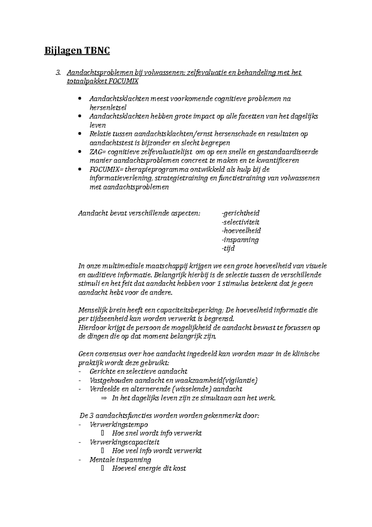 TBNC 3 - aandacht - Bijlagen TBNC Aandachtsproblemen bij volwassenen ...