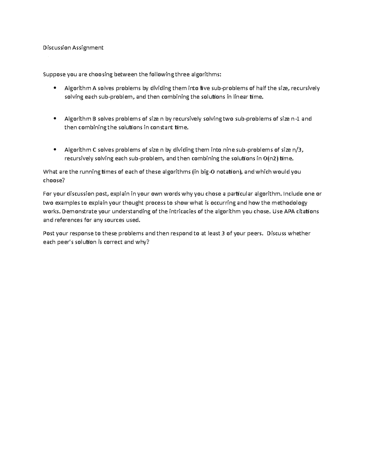 Discussion Assignment Unit 2 - Discussion Assignment Suppose you are ...