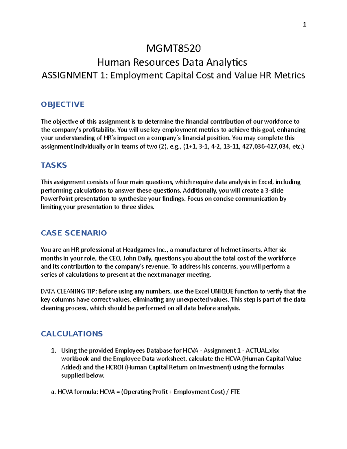 Human Resources Data Analytics Assignment 1 - MGMT Human Resources Data Analytics ASSIGNMENT 1 ...
