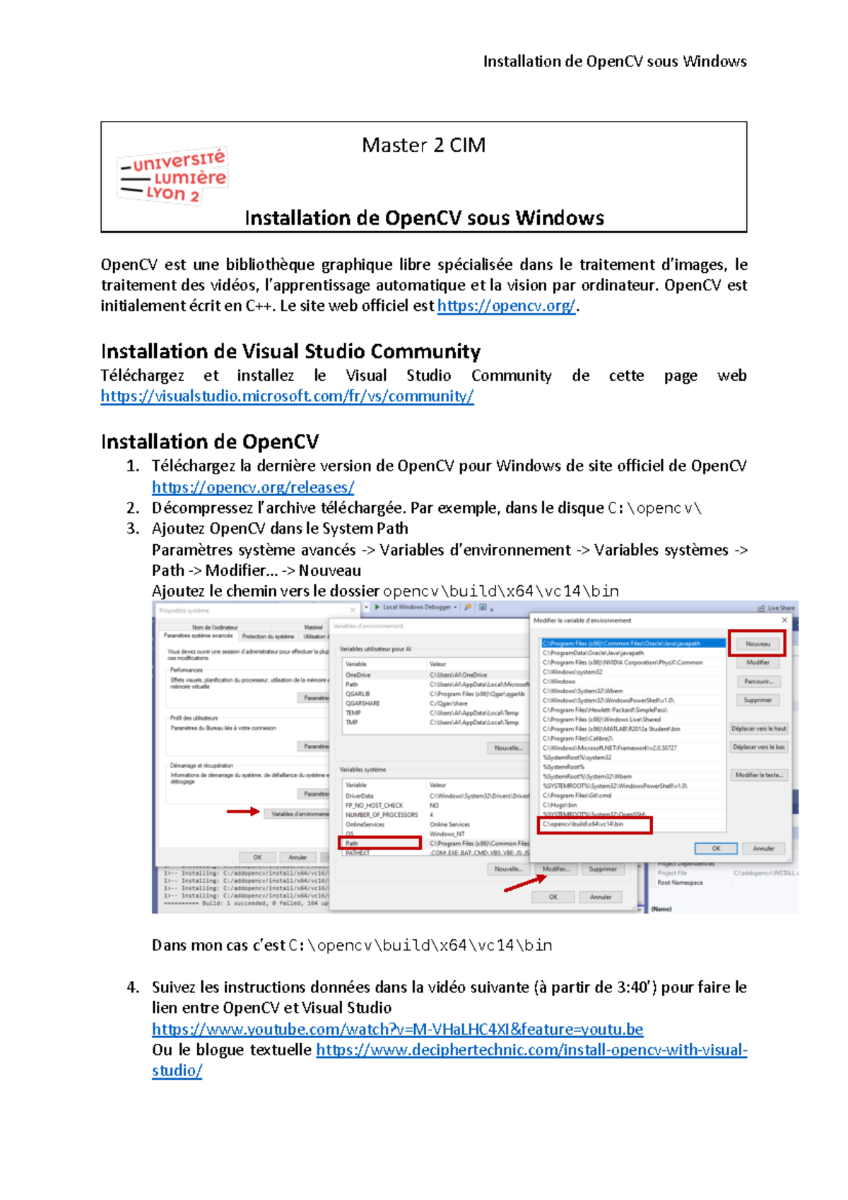 Installation Open CV Windows - Installation de OpenCV sous Windows ...