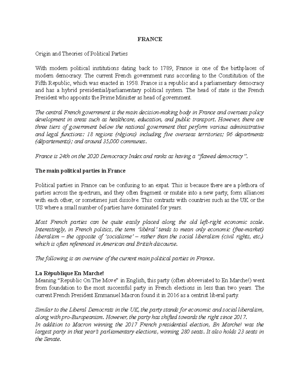 France - Political Parties and Interest Groups - FRANCE Origin and ...