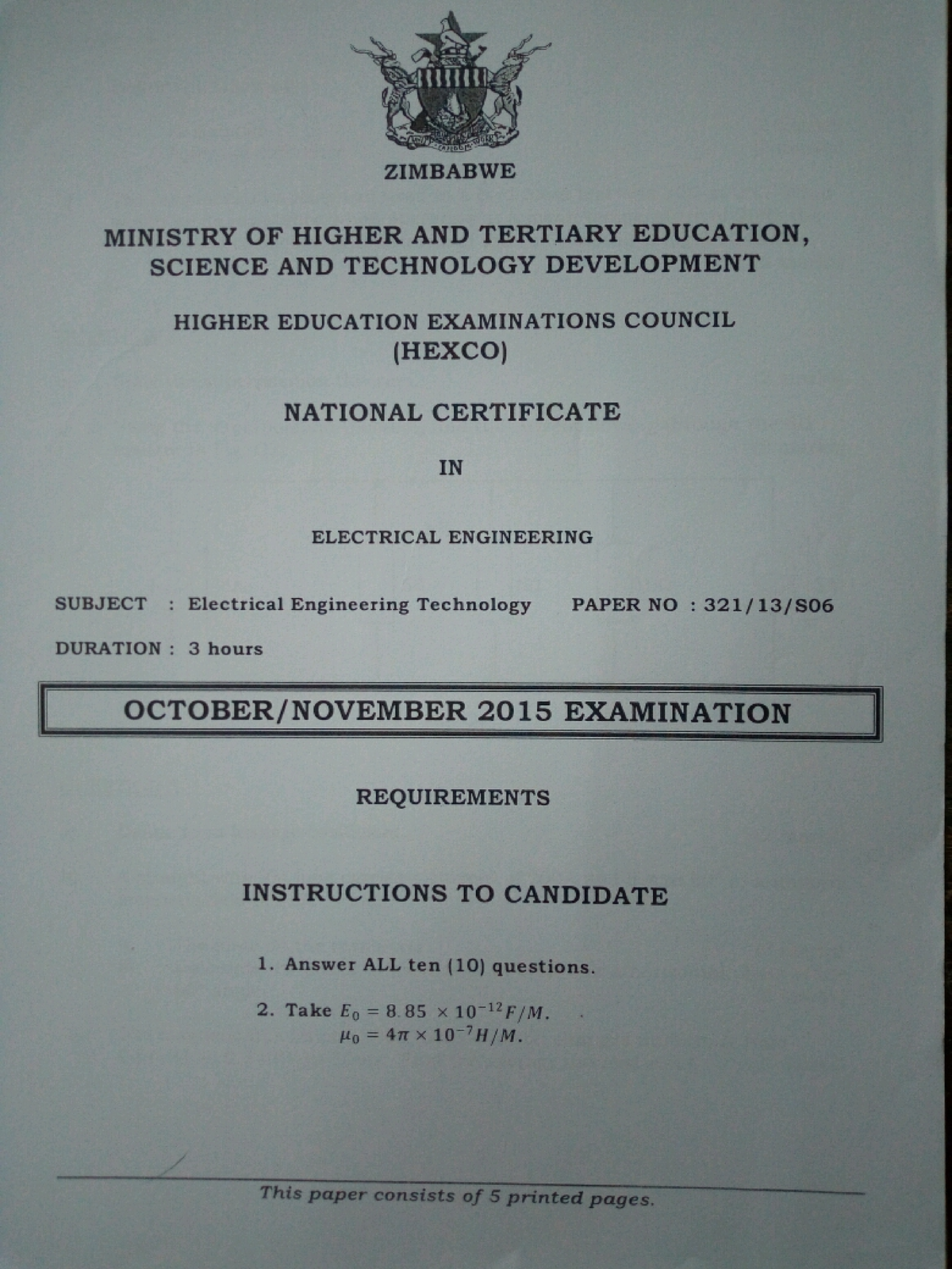 EET Nov 2015 - past paper - biomedical engineering - Studocu