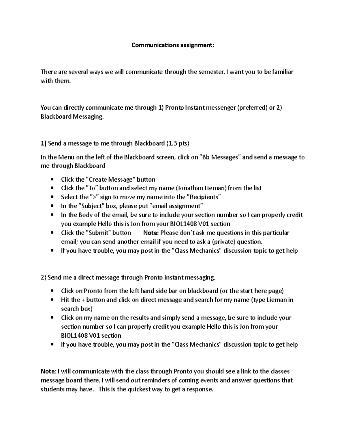 Communications assignment Instructions - Communications assignment ...