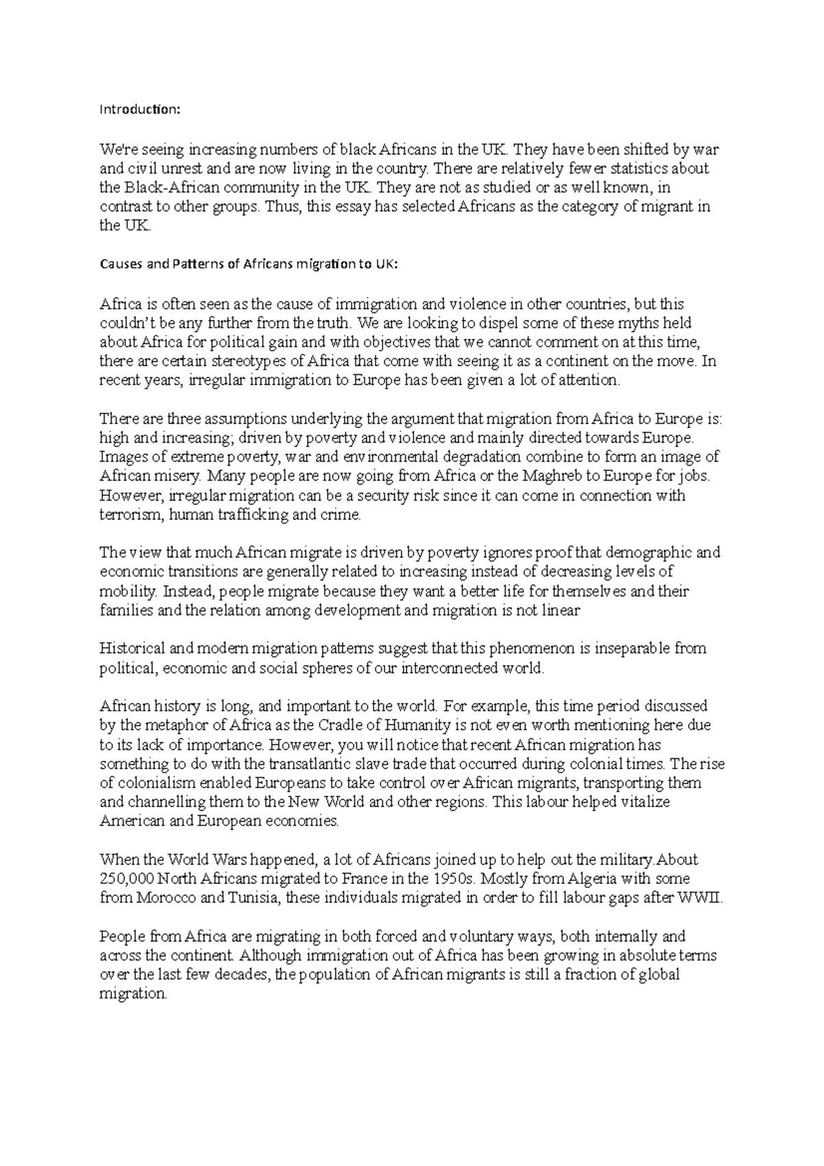 Black - Introduction: We're seeing increasing numbers of black Africans ...