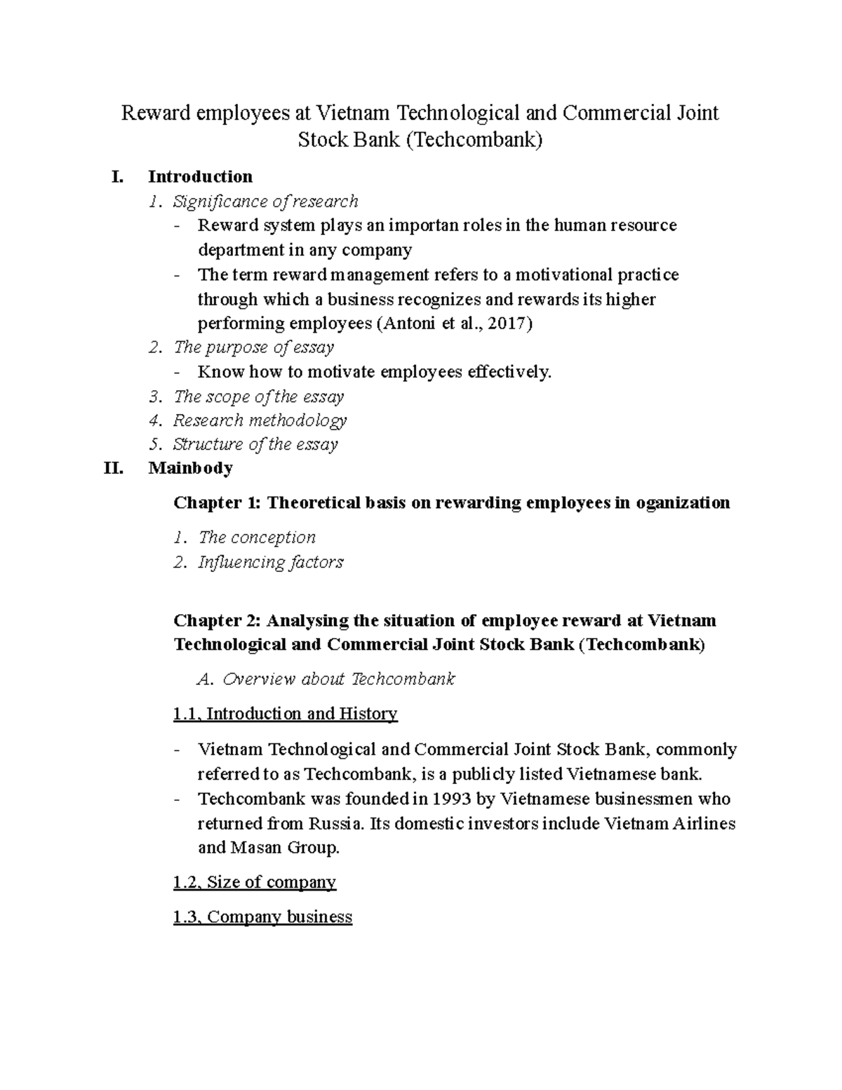 Hoang Thuy Trang - Outline - Human Resource Management - NEU - Studocu