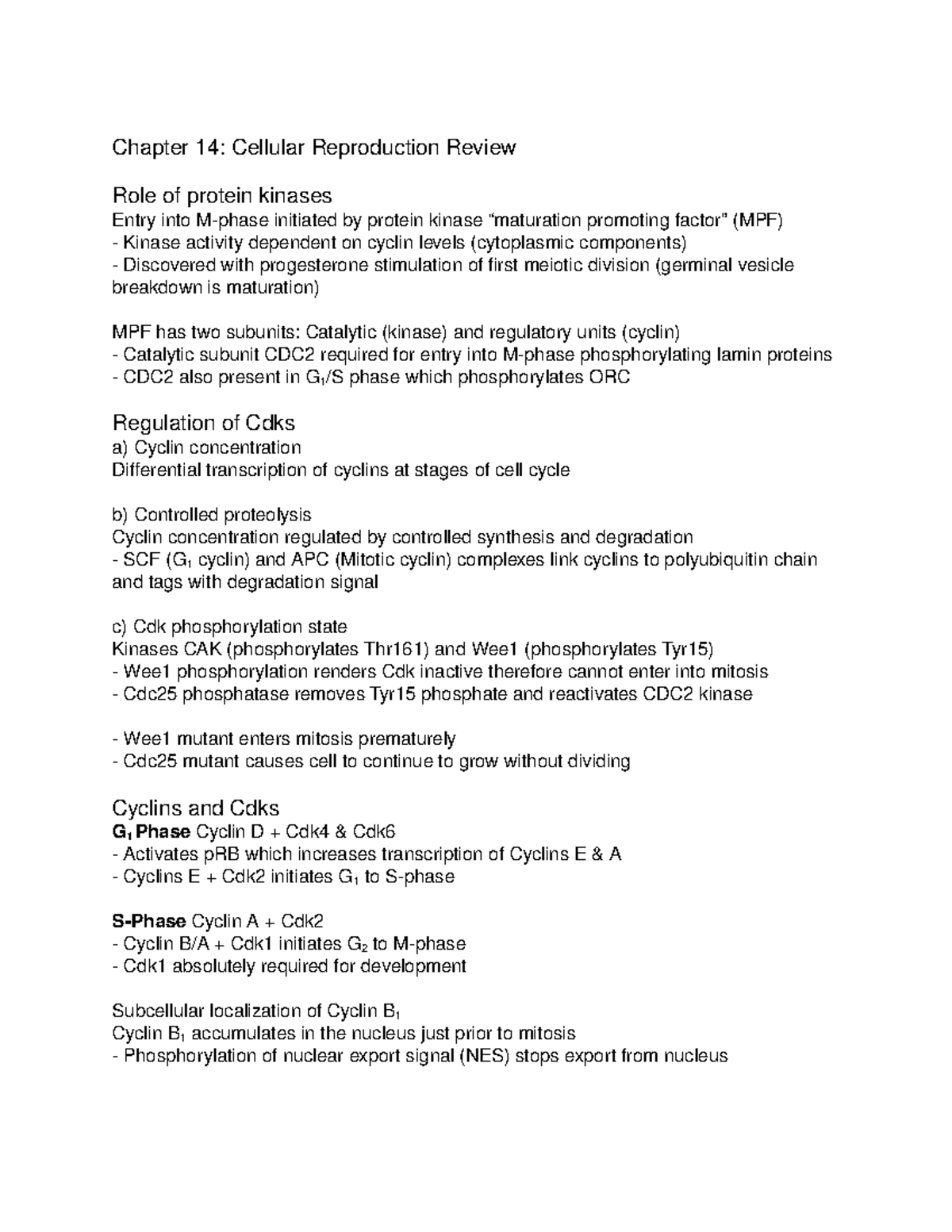 Cellular Reproduction/ The Cell Cycle - Chapter 14: Cellular ...