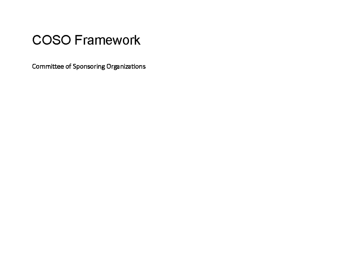 COSO Framework - Collectively, these controls provide reasonable ...