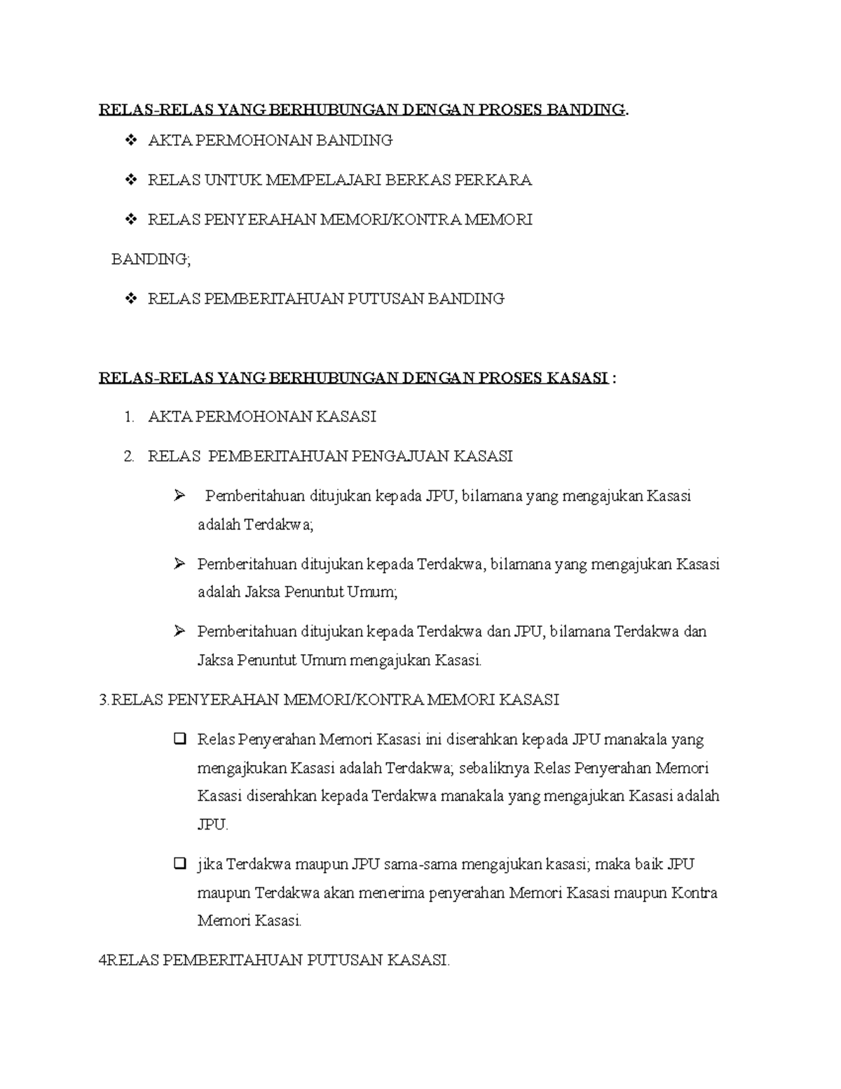 Relas - RELAS-RELAS YANG BERHUBUNGAN DENGAN PROSES BANDING. AKTA ...