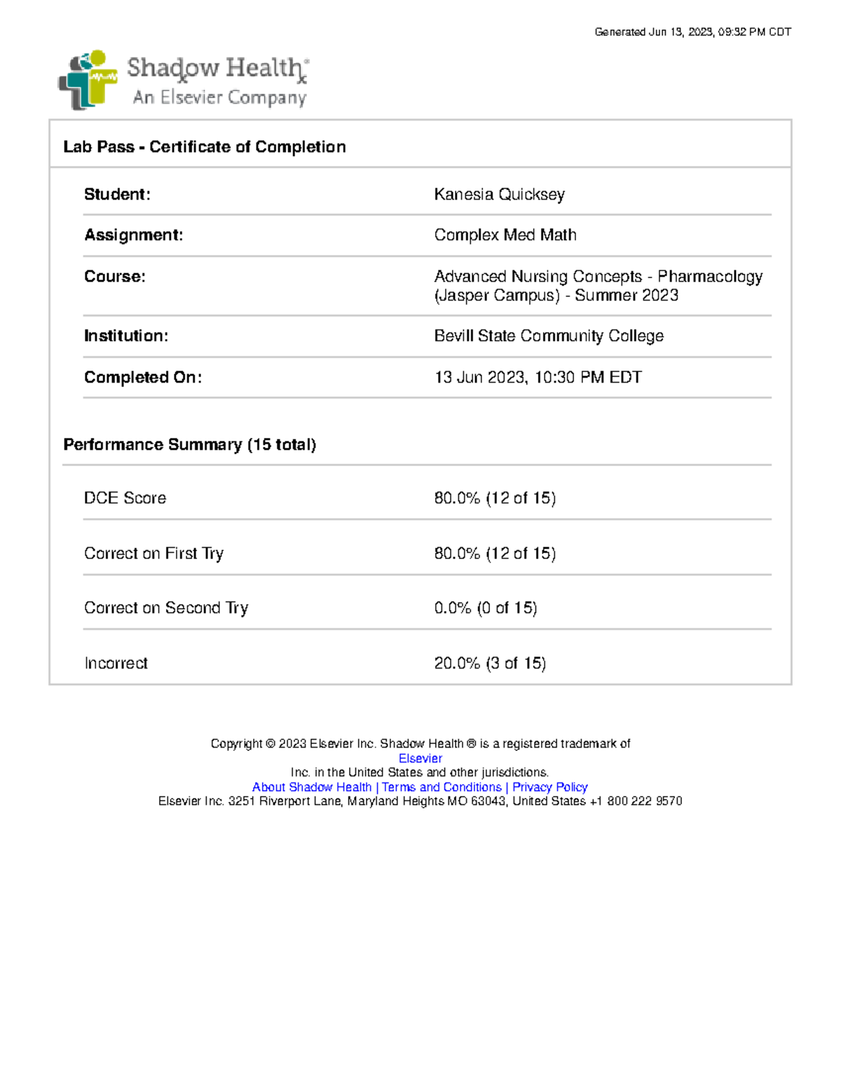 Complex Med Math Results - Generated Jun 13, 2023, 09:32 PM CDT Lab ...
