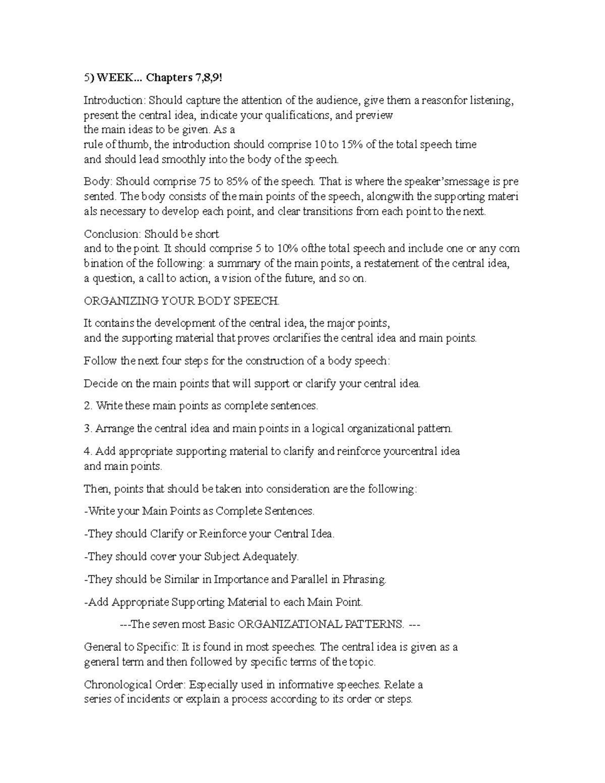 COMM102 - Chapters 7,9,9 (Summary) - 5 ) WEEK... Chapters 7,8,9 ...