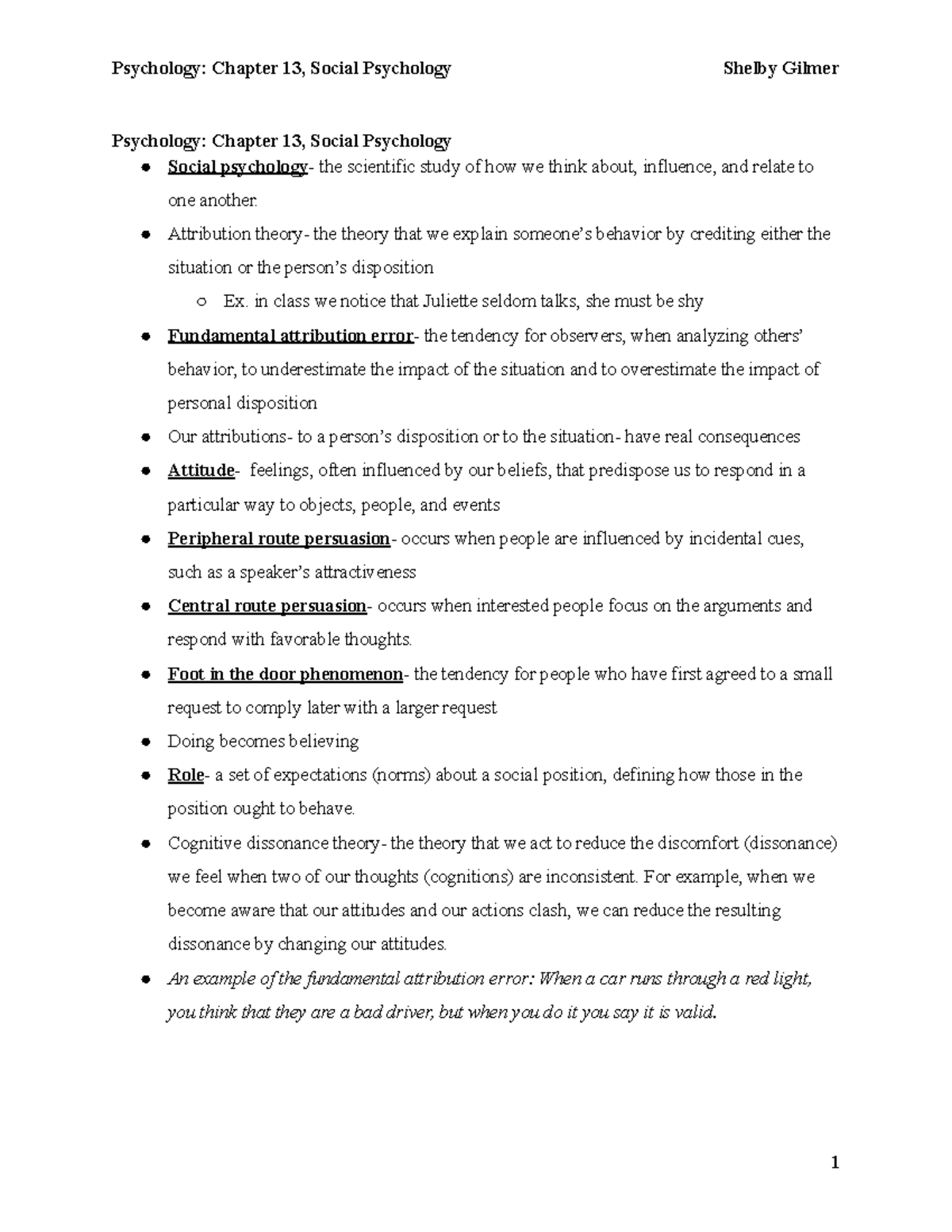 Psychology: Chapter 13, Social Psychology - Psychology: Chapter 13 ...