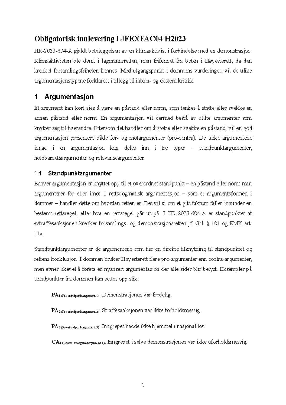 Obligatorisk innlevering i Jfexfac 04 H2023 - Obligatorisk innlevering i JFEXFAC04 H HR-2023-604 ...