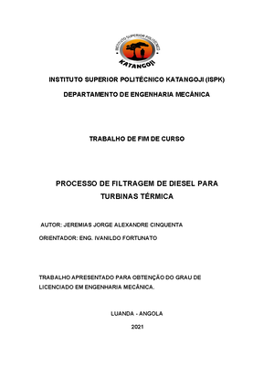 Projecto Final Pedro Viembe 1 - INSTITUTO SUPERIOR POLITÉCNICO KATANGOJI TRABALHO DE FIM DE ...