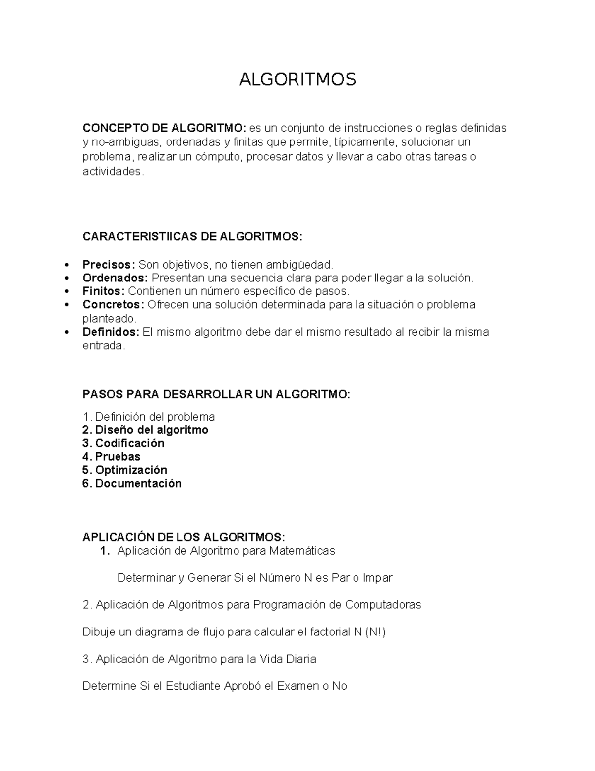 Algoritmos - NADA - ALGORITMOS CONCEPTO DE ALGORITMO: es un conjunto de ...