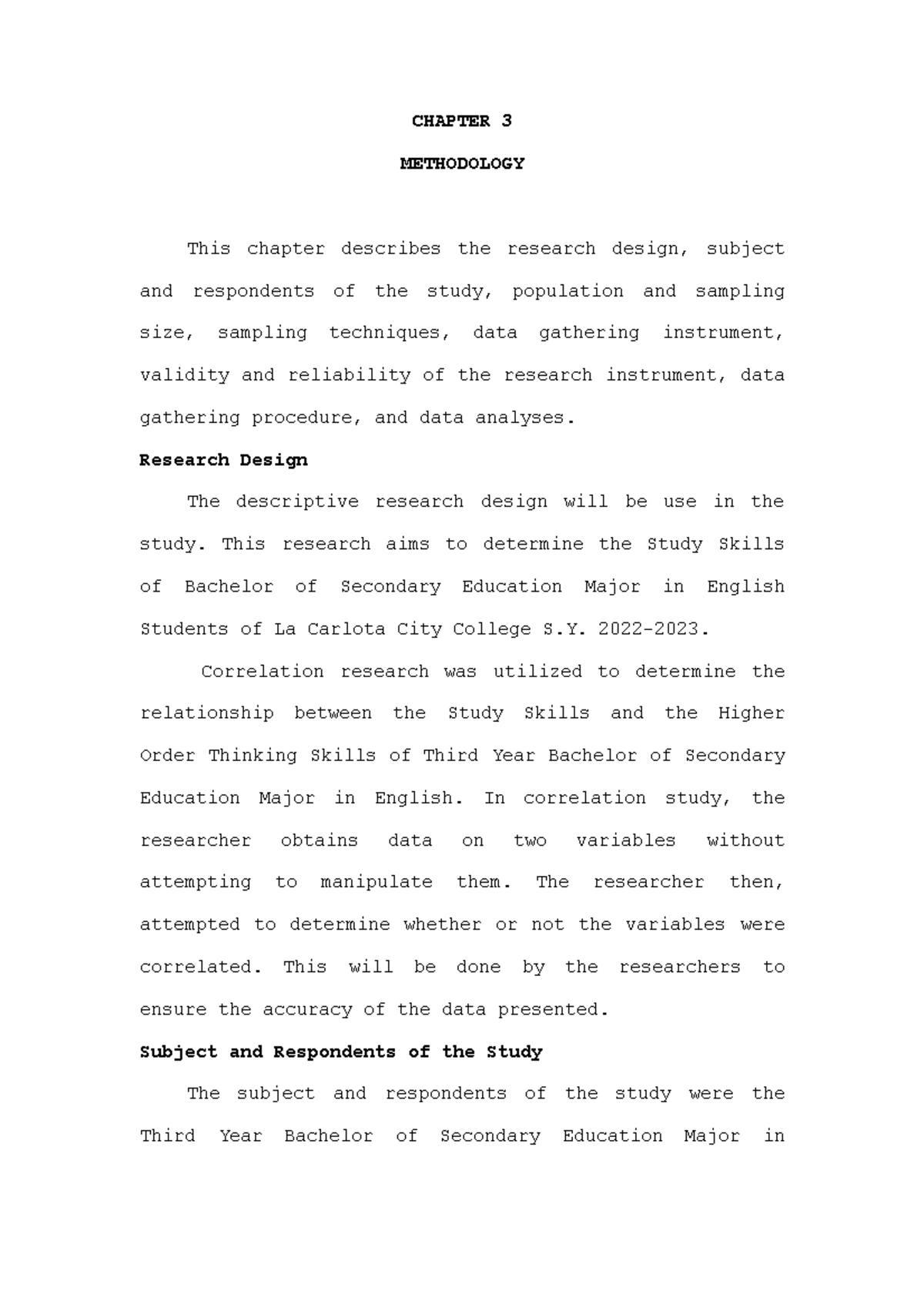 Educ-chapter 3-5 - Educ-chapter 3-5 - CHAPTER 3 METHODOLOGY This chapter describes the research ...