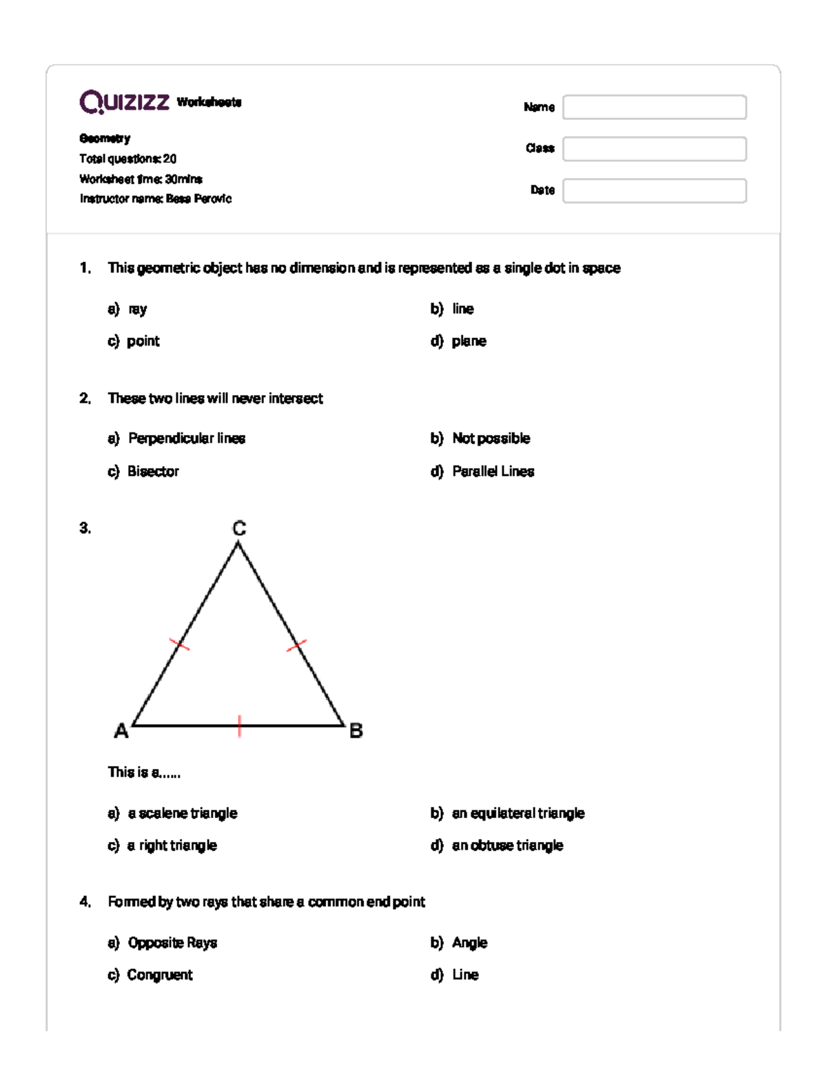 Quizizz - Geometry - Worksheets Geometry Total questions: 20 Worksheet ...